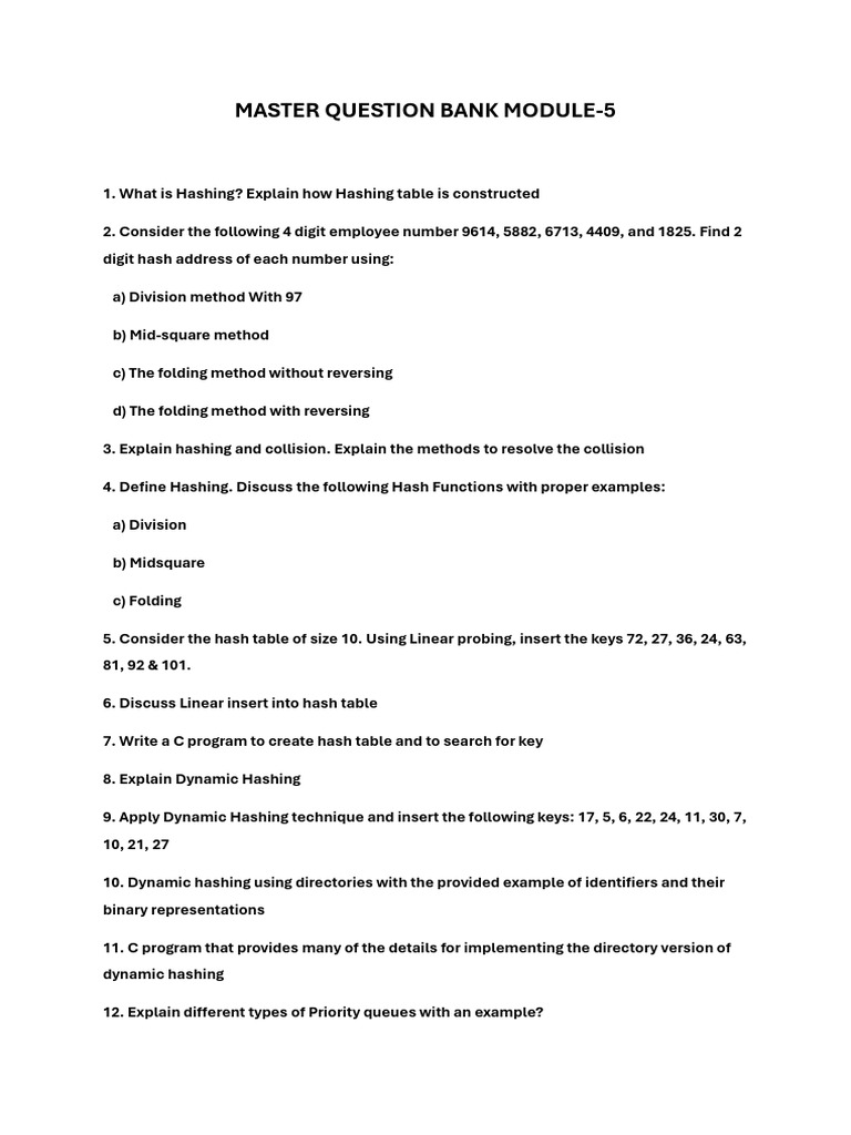 DSA QUESTION BANK MODULE-5 | PDF