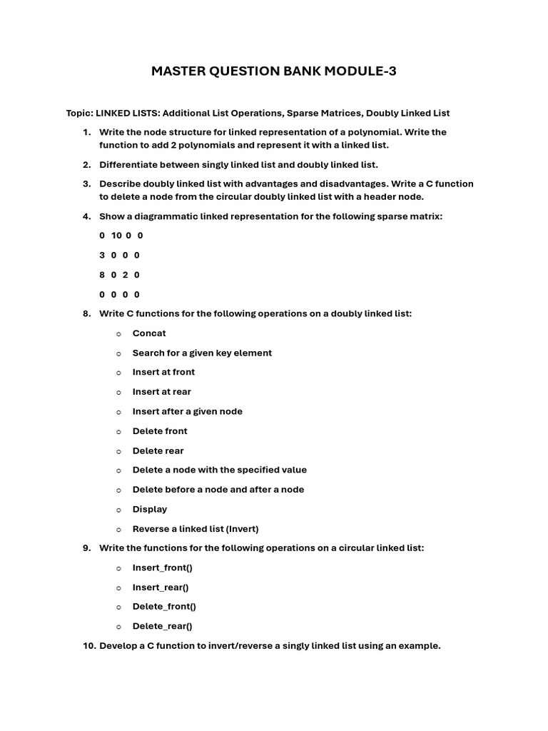 Dsa Question Bank Module-3 | PDF | Algorithms And Data Structures