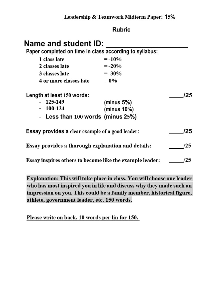Leadership Inspiration Midterm Guidelines | PDF