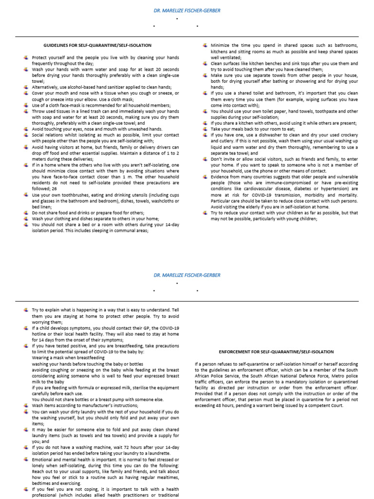 Guidelines For Self-Isolation | PDF | Bathroom | Public Health