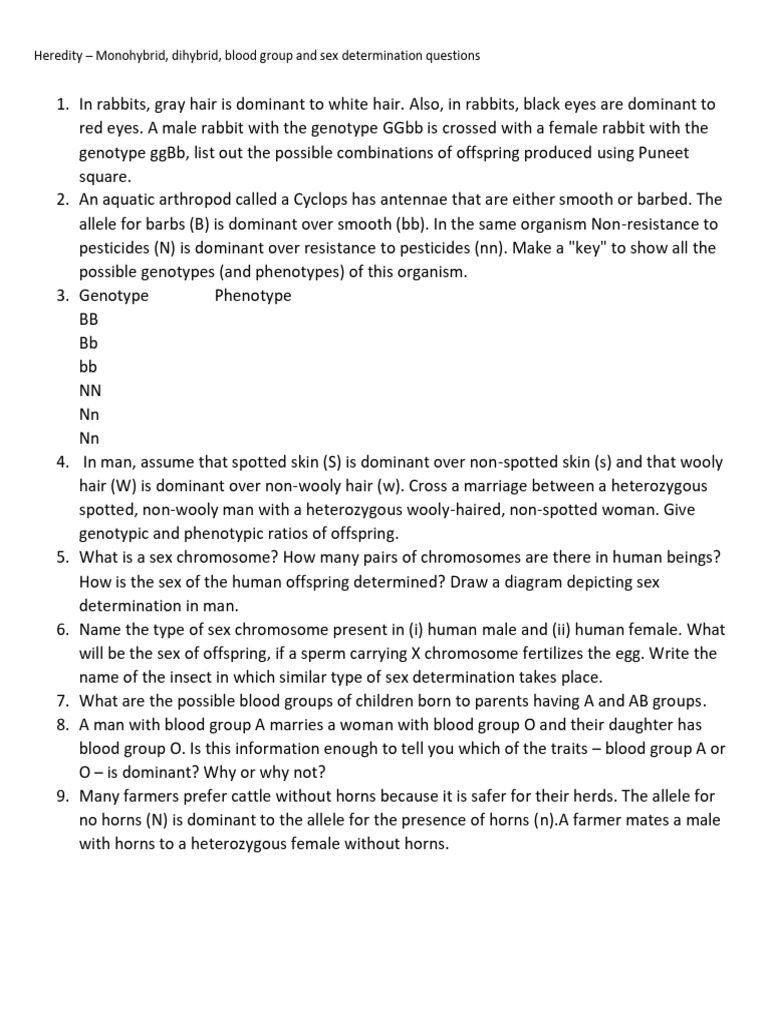 heredity questions | PDF