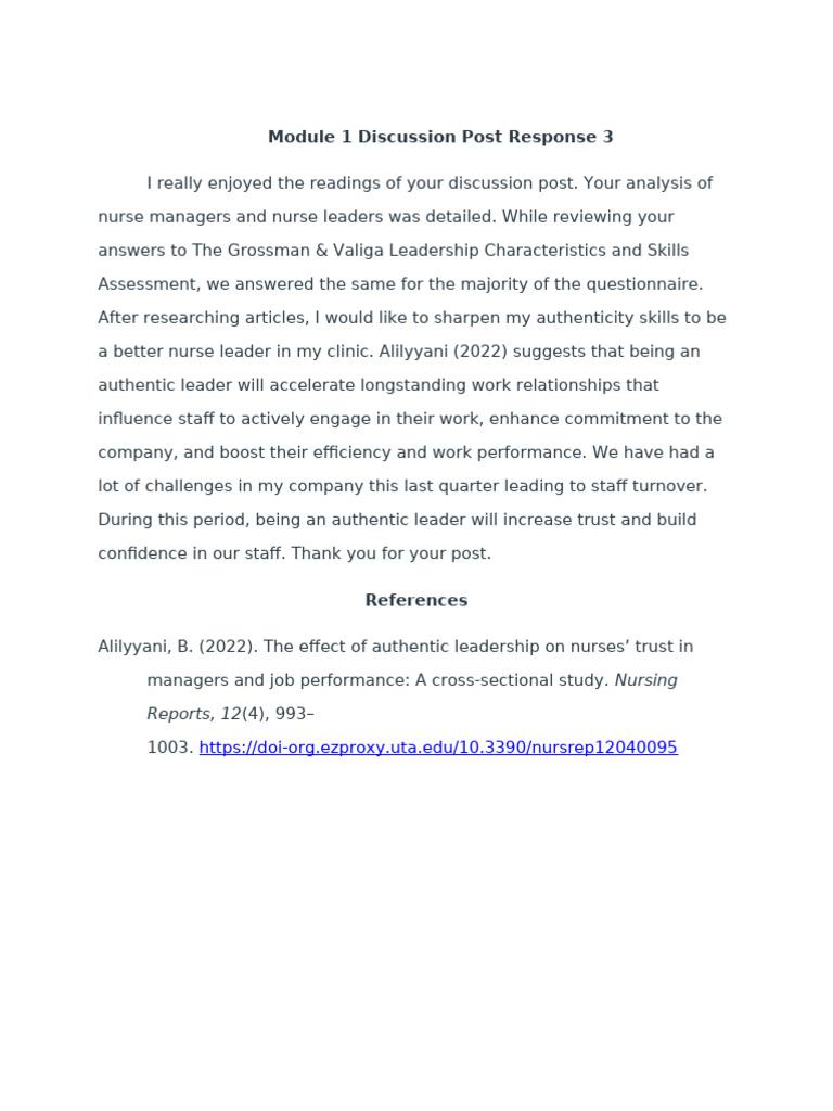 Module 1 Discussion Post Response 3 | PDF