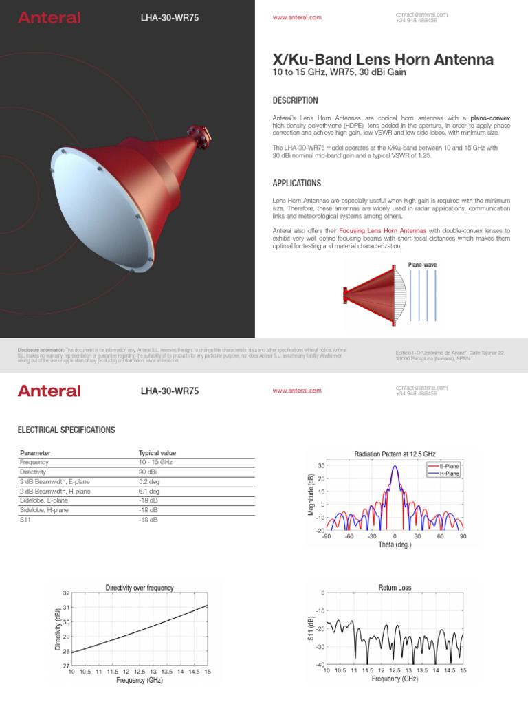 Lens Horn Antenna wr75 30 Dbi Gain | PDF | Antenna (Radio) | Electrical ...