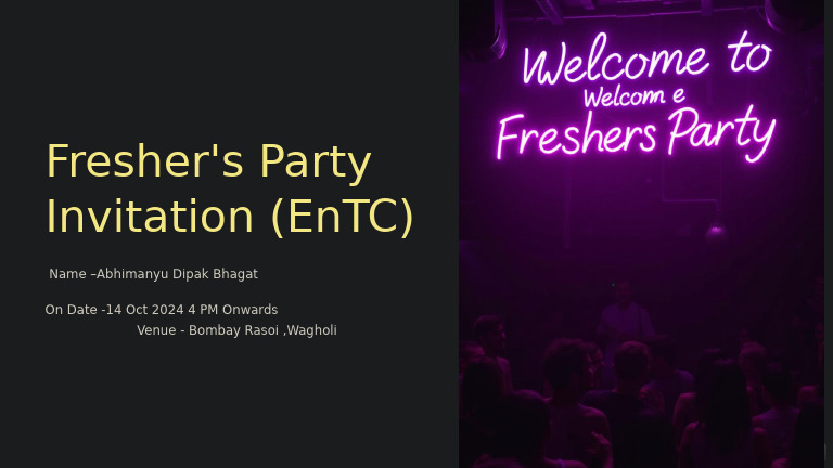 Freshers Party Invitation EnTC | PDF