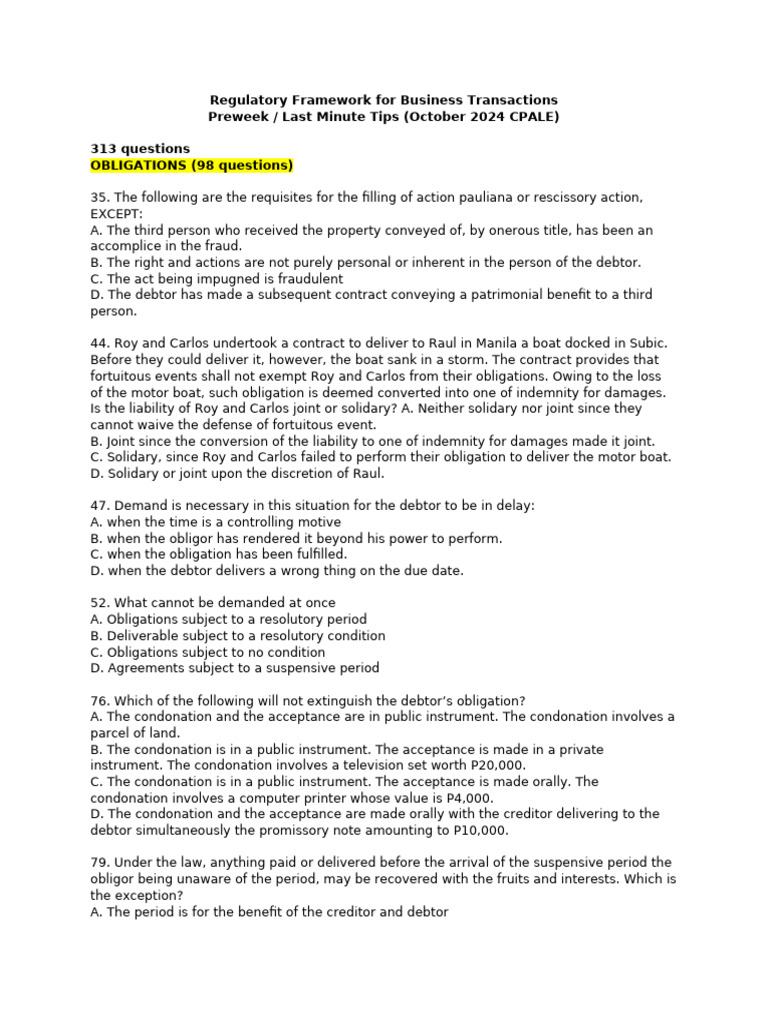 iCARE PREWEEK (Civil Code) - DEC 2024 | PDF | Guarantee | Law Of ...