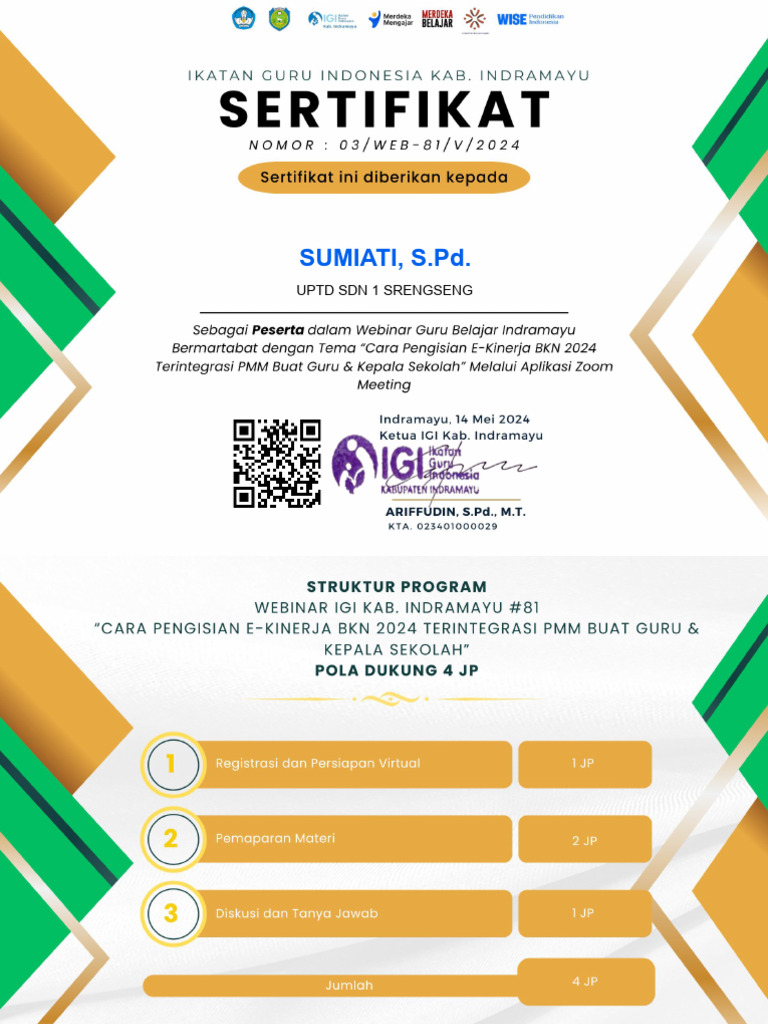 SUMIATI, S.Pd. Peserta IGI Kab. Indramayu Ke-81 | PDF