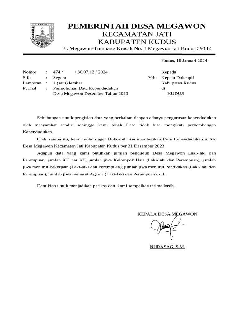 Surat Keluar Dukcapil | PDF