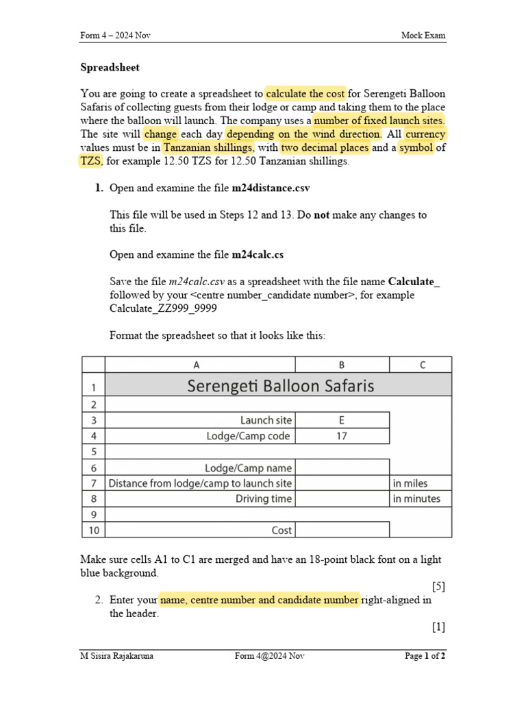 Mock Test Spreadsheet 2024 | PDF | Spreadsheet | Comma Separated Values