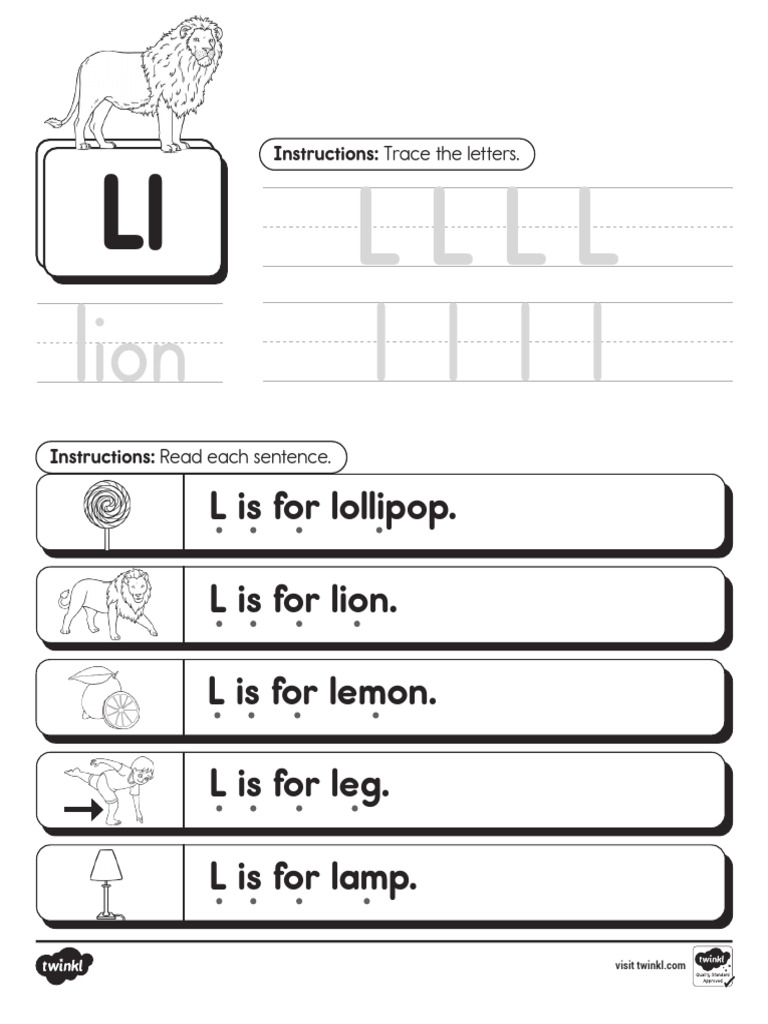 BW Letter L Fluency Sentences For ELL Alphabet Activity | PDF