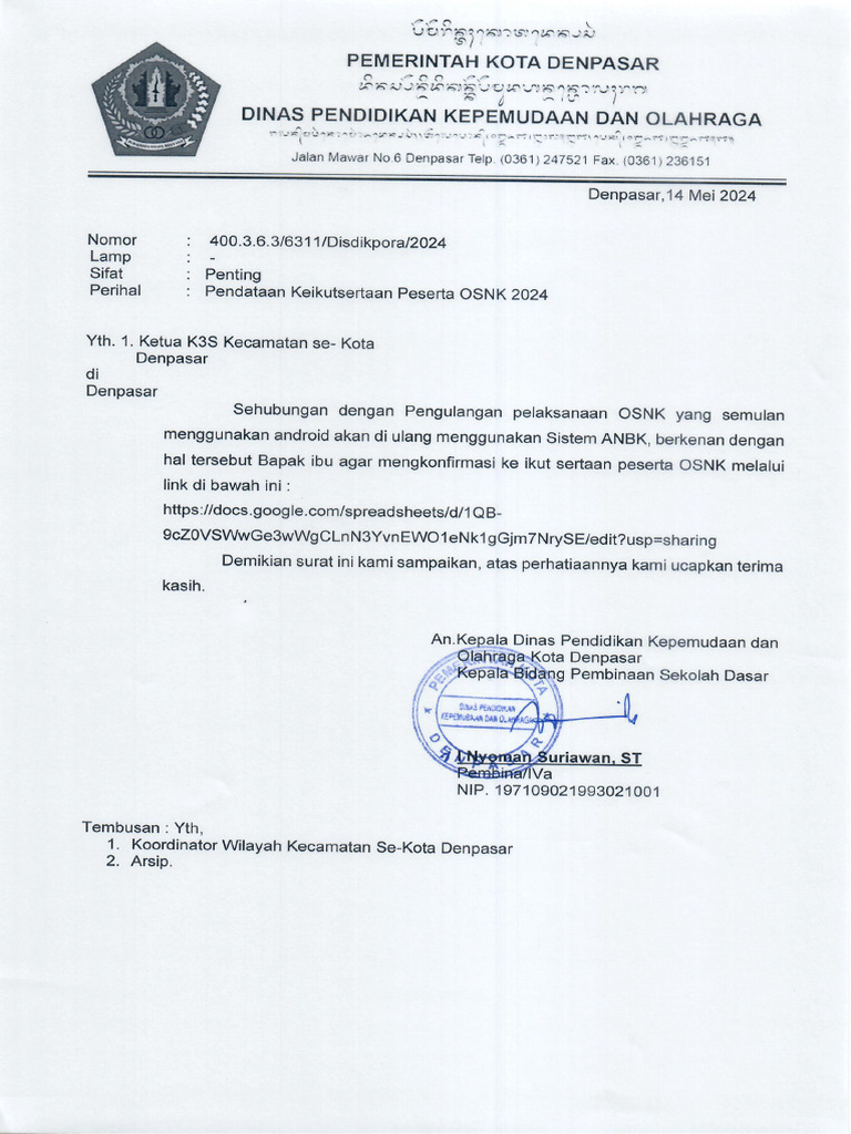 Pendataan Peserta OSNK Berbasis ANBK | PDF