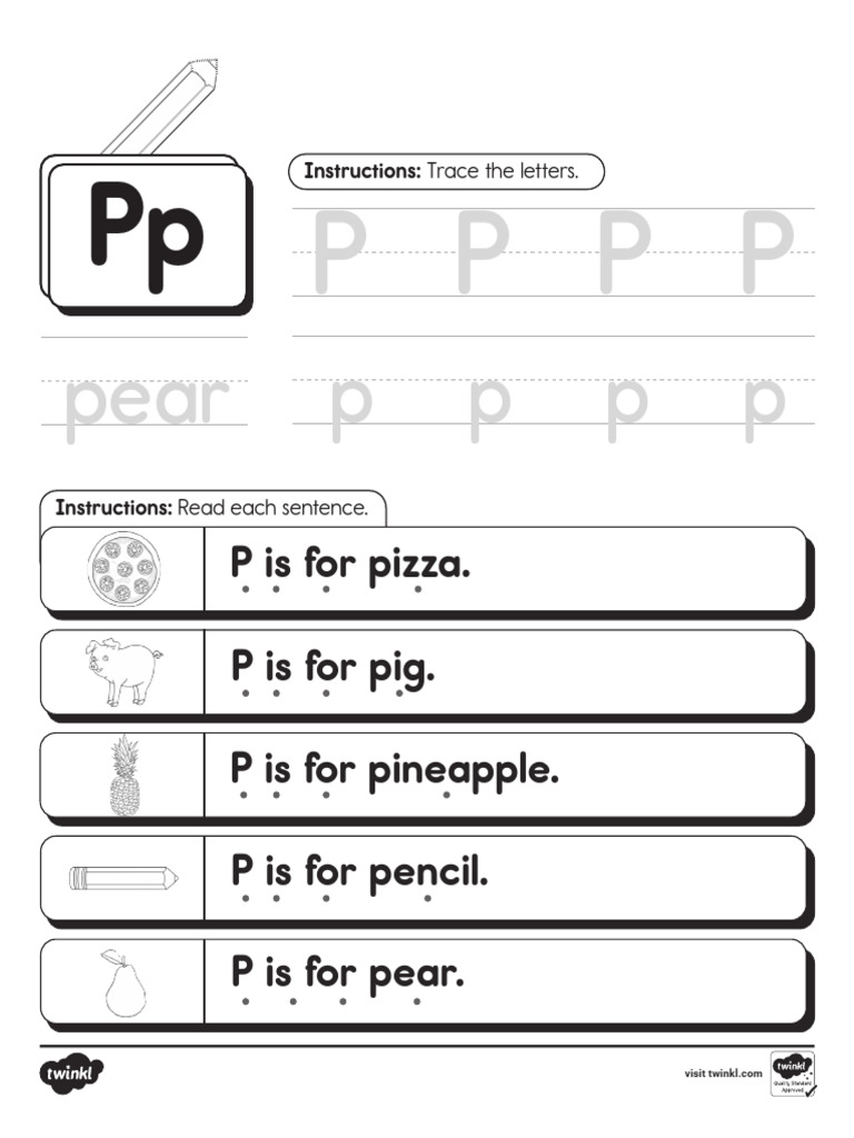 BW Letter P Fluency Sentences For ELL Alphabet Activity | PDF