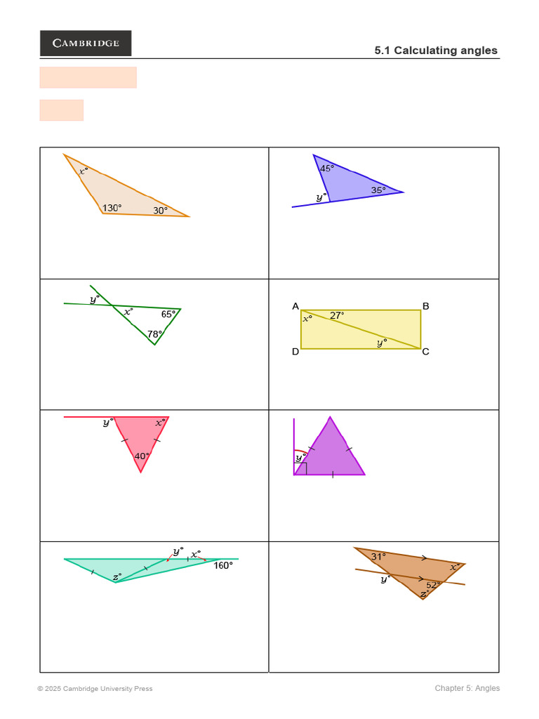 Angle Calculation Tasks and Challenges | PDF