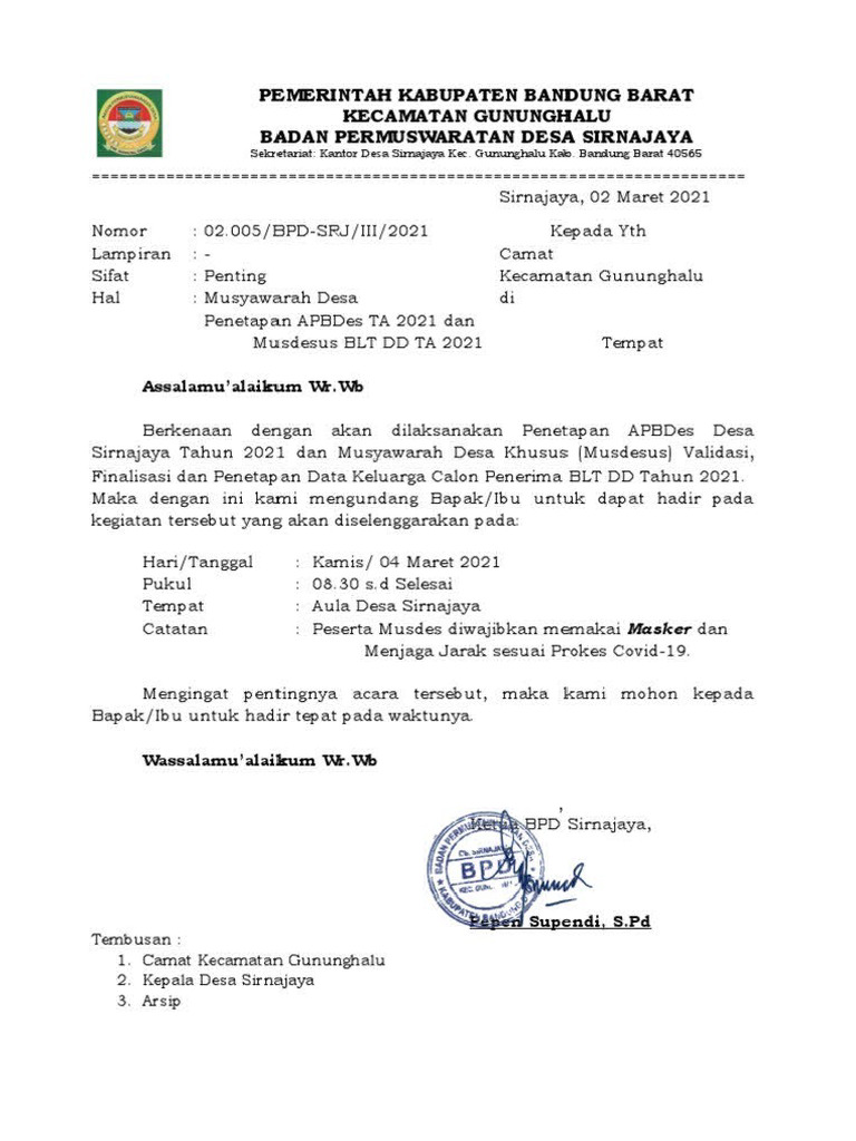 Contoh Undangan BPD | PDF