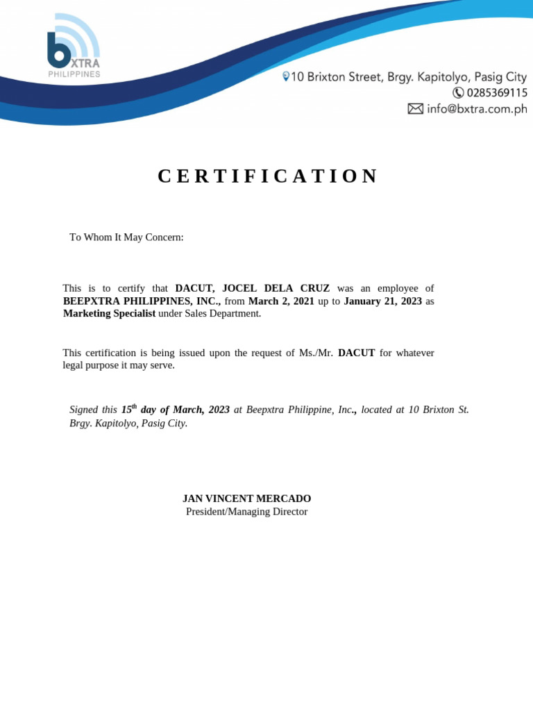 Coe Resigned Employee | PDF