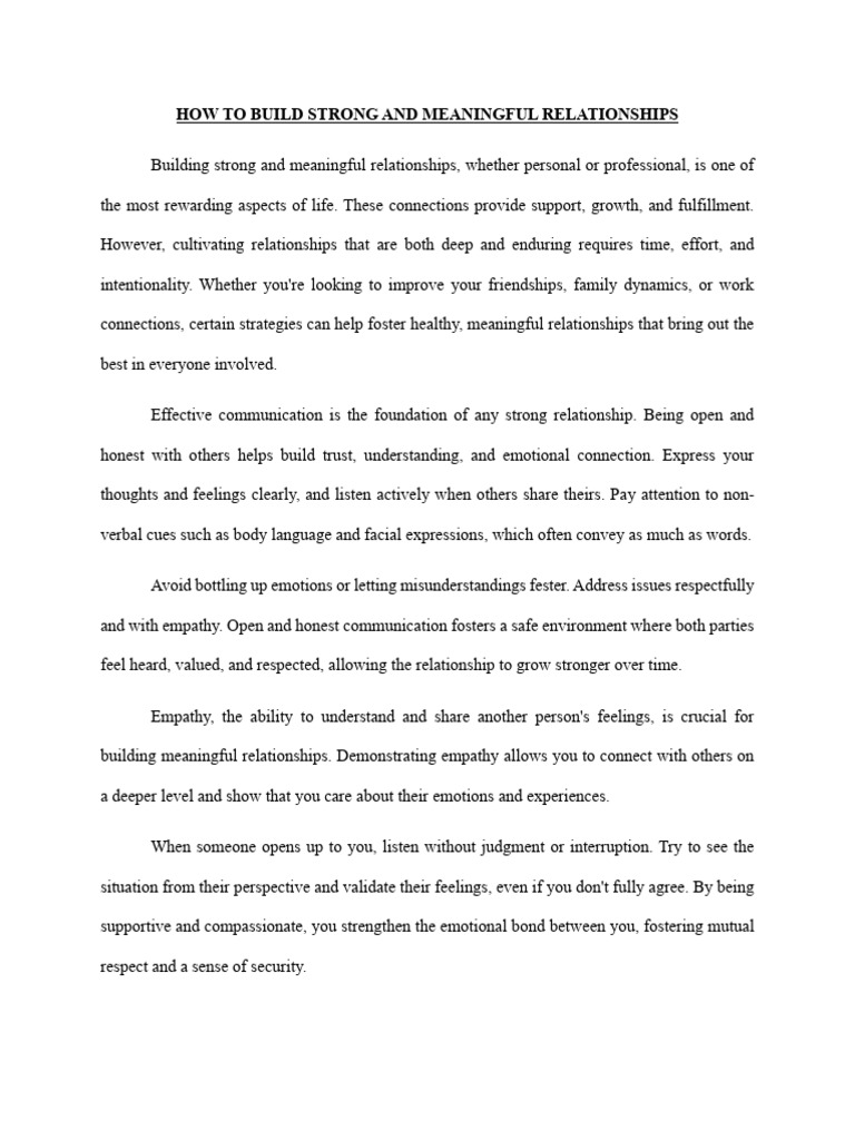 How To Build Strong and Meaningful Relationships | PDF | Empathy | Feeling