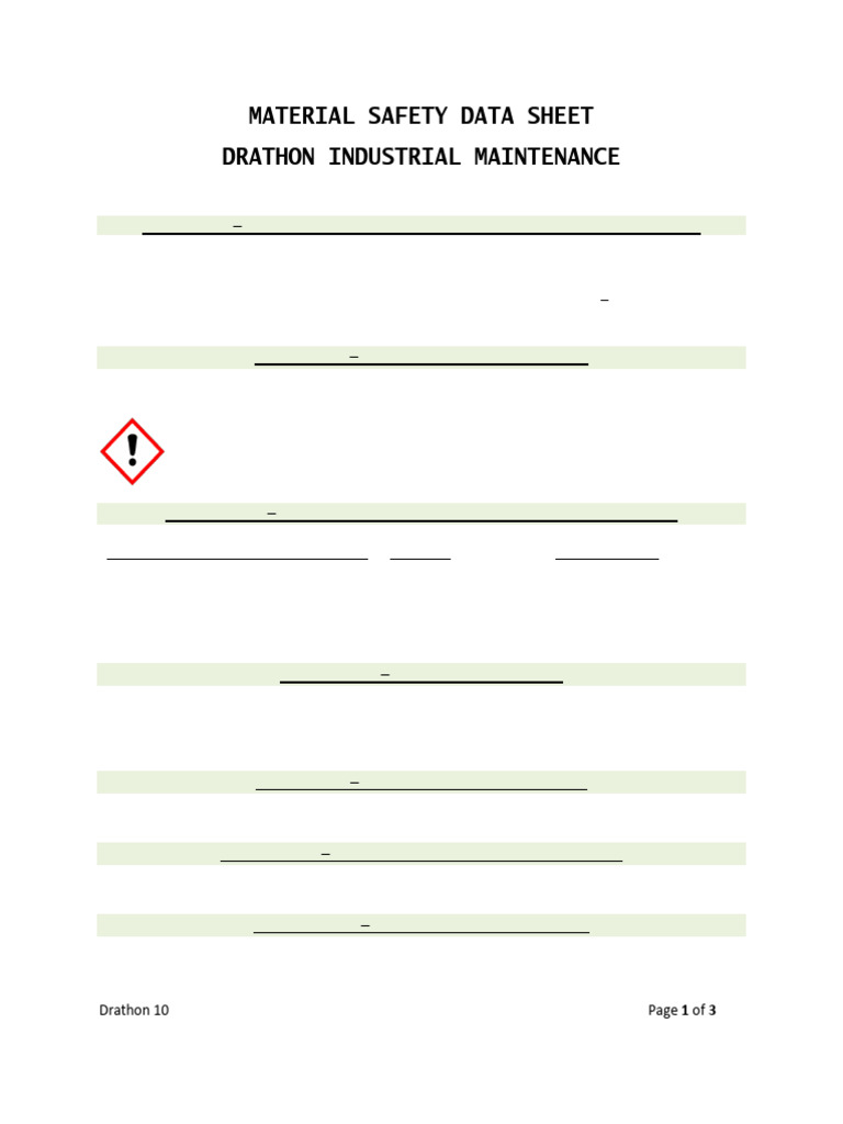 Drathon 10 MSDS Overview | PDF | Water