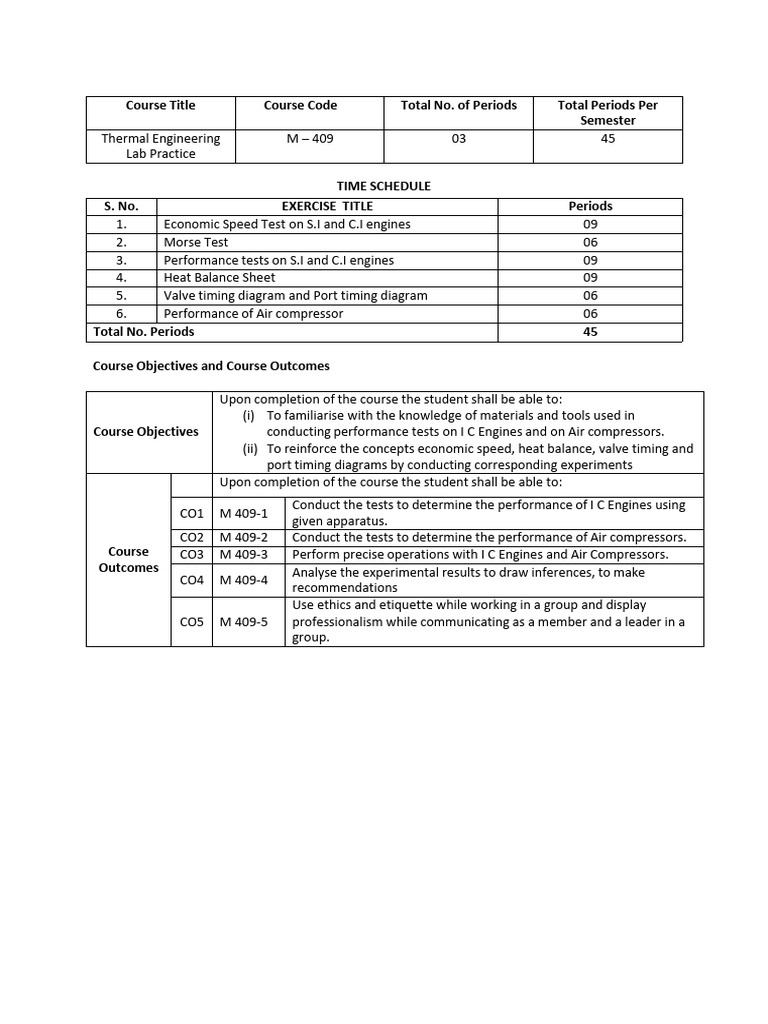 Thermal Engineering Lab | PDF
