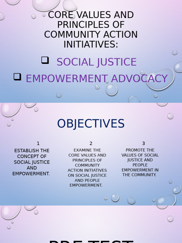 CESC Q2 M2 Social JusticeCore Values and Principles of Community Action Initiatives | PDF ...