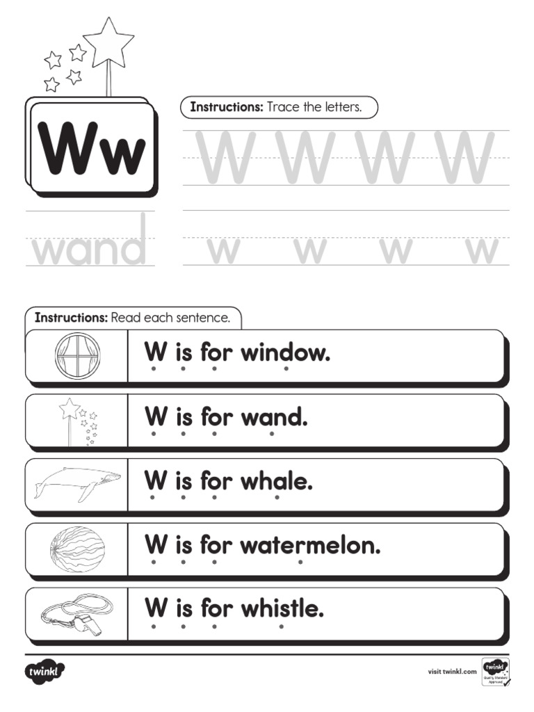 BW Letter W Fluency Sentences For ELL Alphabet Activity | PDF