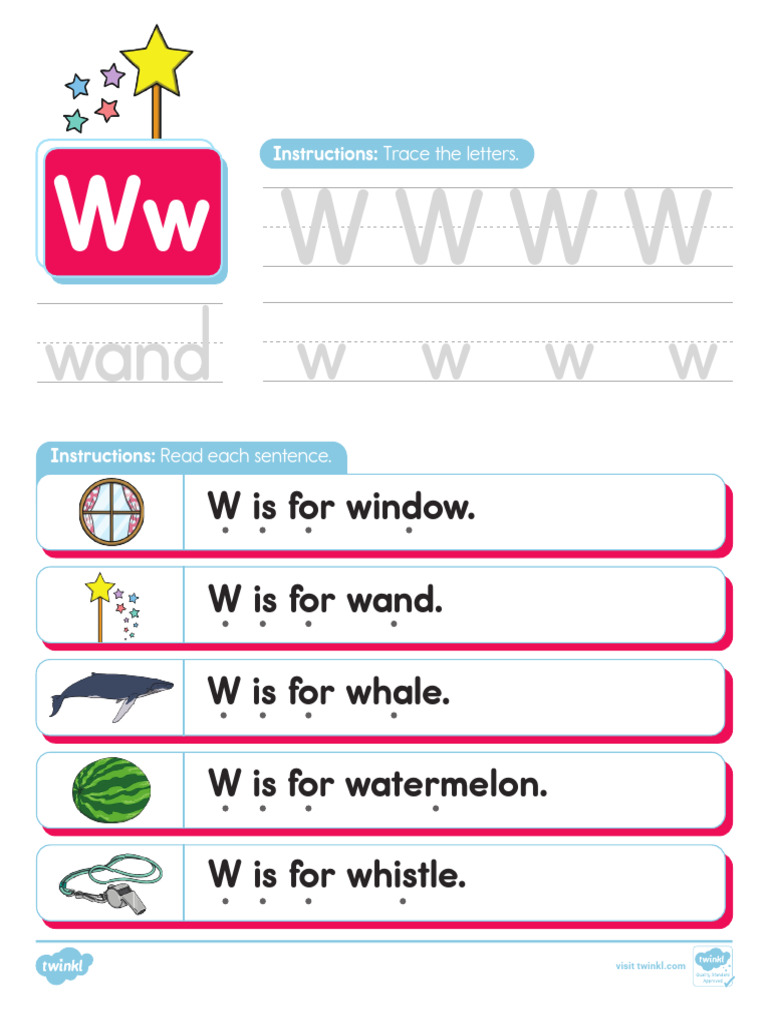 Letter W Tracing and Reading Guide | PDF