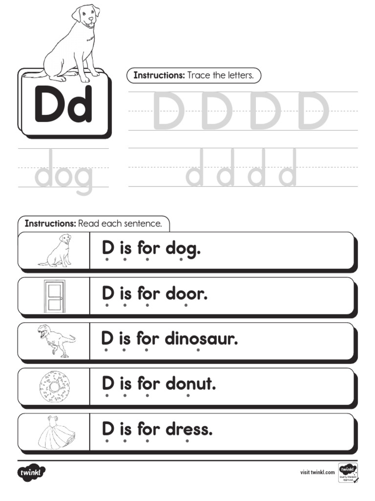 BW Letter D Fluency Sentences For ELL Alphabet Activity | PDF