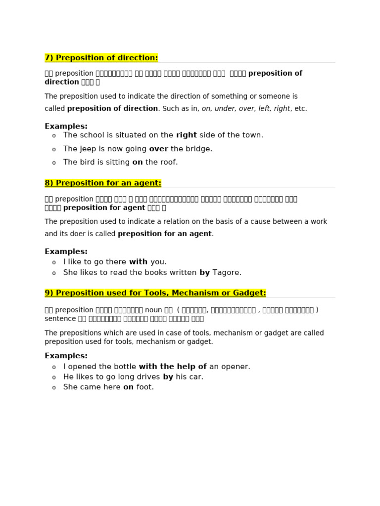 2. Preposition of direction | PDF