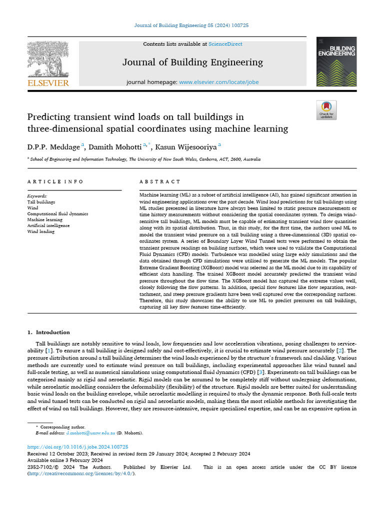 Predicting transient wind loads on tall buildings in three-dimensional ... Predicting transient wind loads on tall buildings in three-dimensional ...