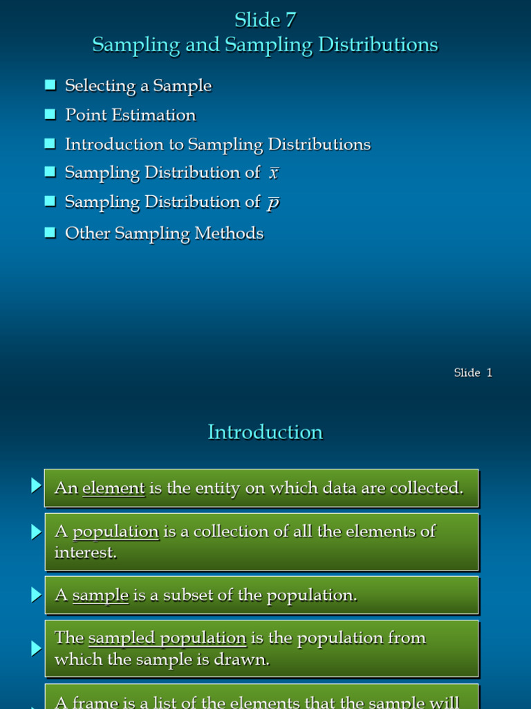 7 Sampling and Sampling Distribution | PDF | Estimator | Standard Deviation
