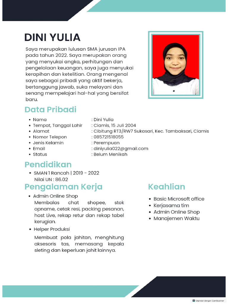 CV - Dini Yulia | PDF