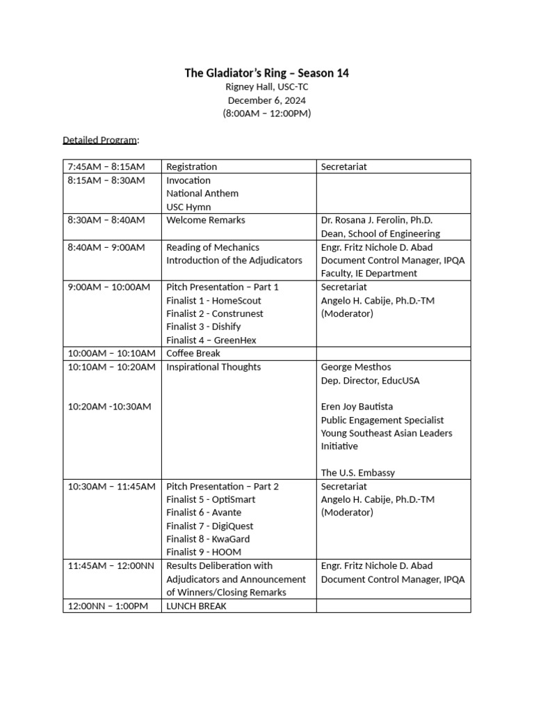 The Gladiators Ring S14 | PDF