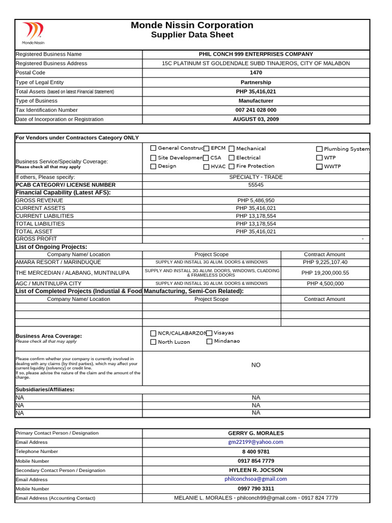 Phil Conch 999 Enterprises Profile | PDF | Banks | Invoice