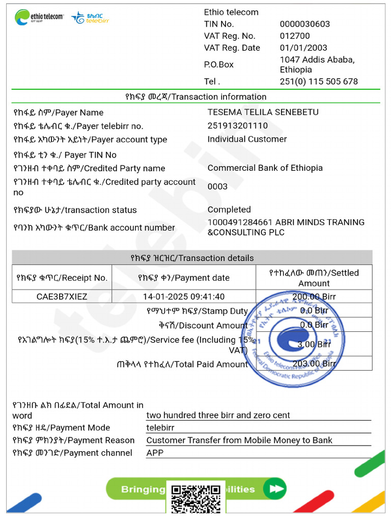 Tele Birr Transfer | PDF