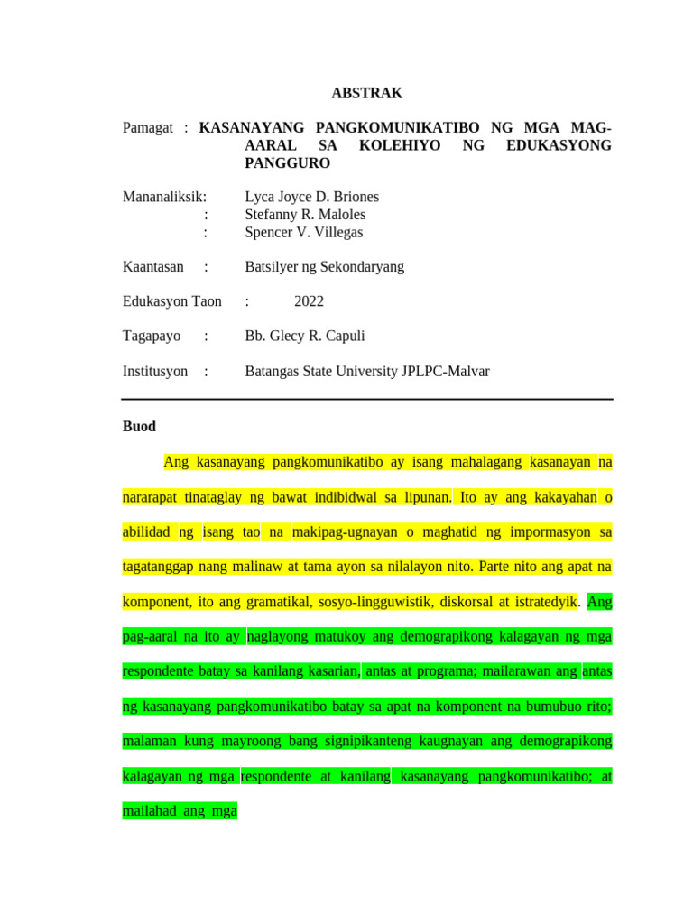 ABSTRAK Halimbawa | PDF