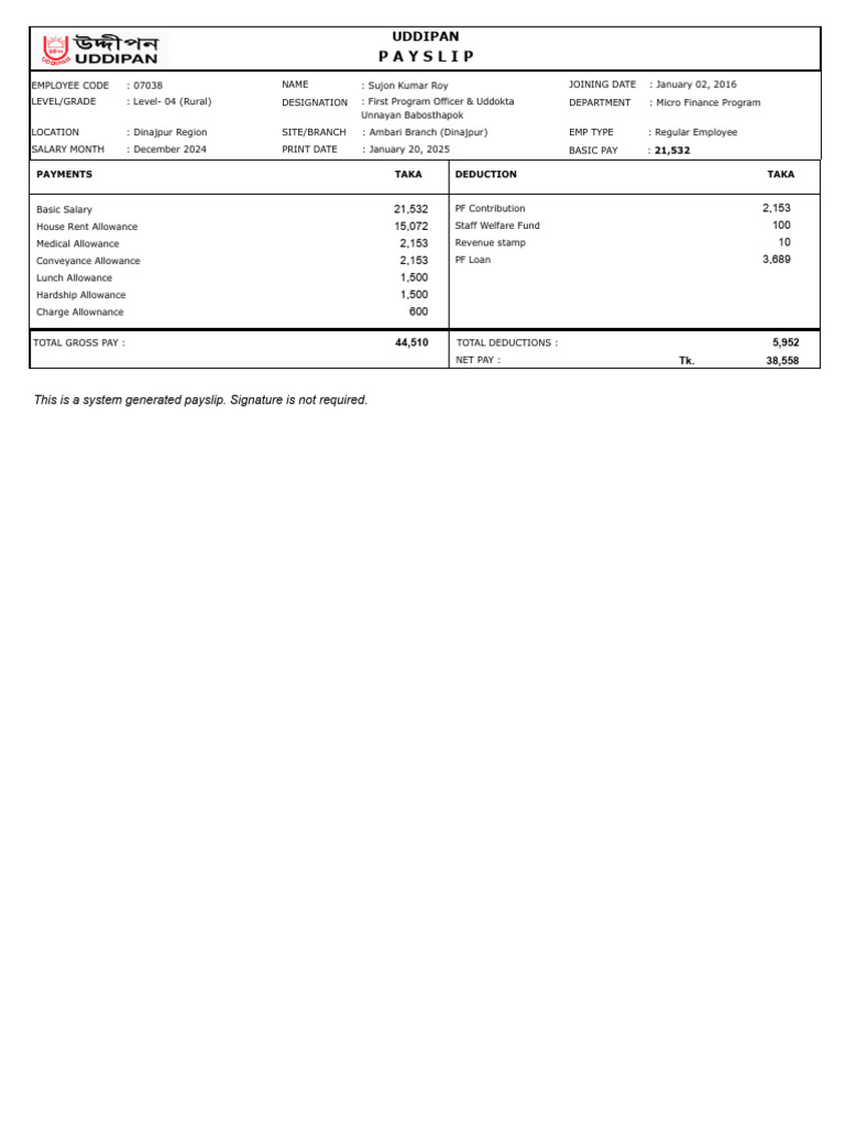 PaySlip BM 20-Jan-2025 (1) | PDF