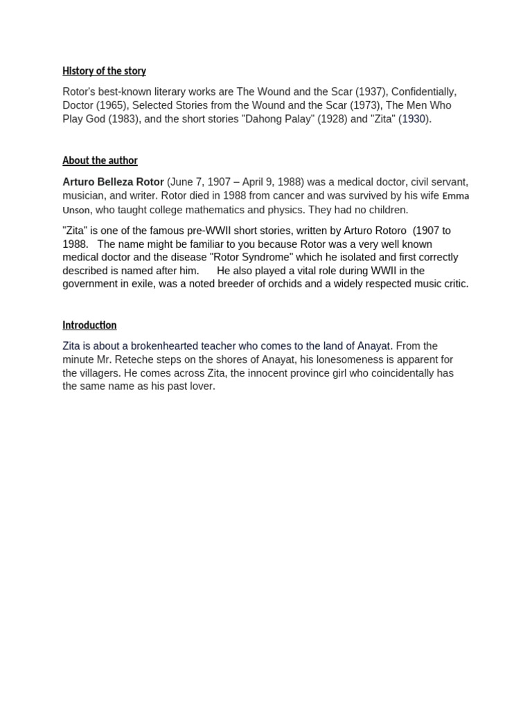 Arturo Rotor's Literary Legacy | PDF