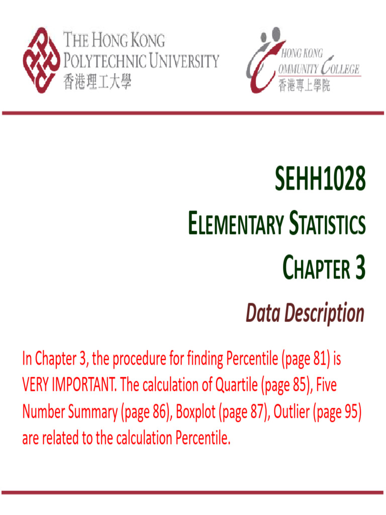 Chapter 3 - Data Description (For Student) | PDF | Mean | Mode (Statistics)