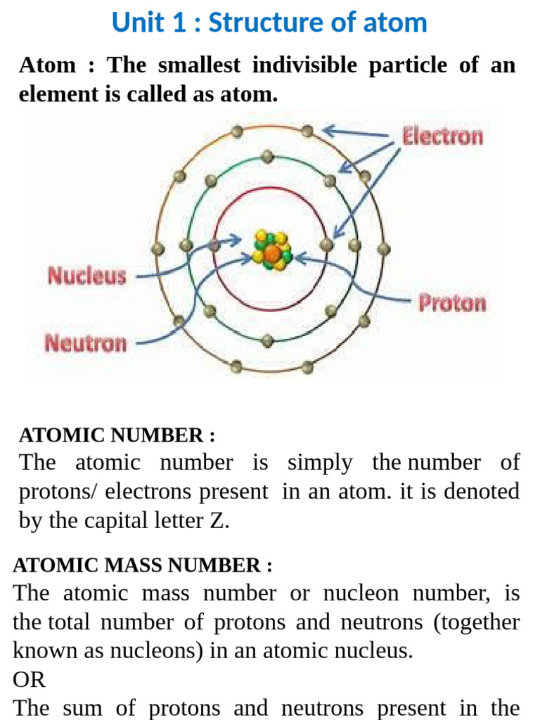 Unit I Atom Structure | PDF | Atomic Orbital | Energy Level