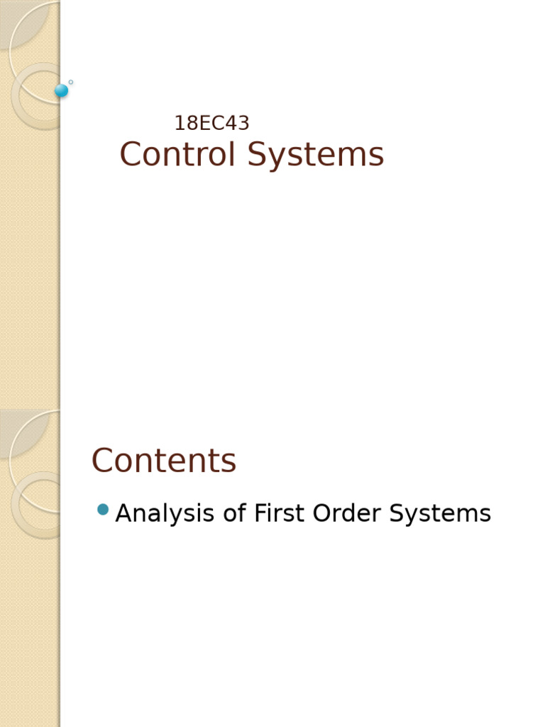 Analysis of First Order Systems | PDF