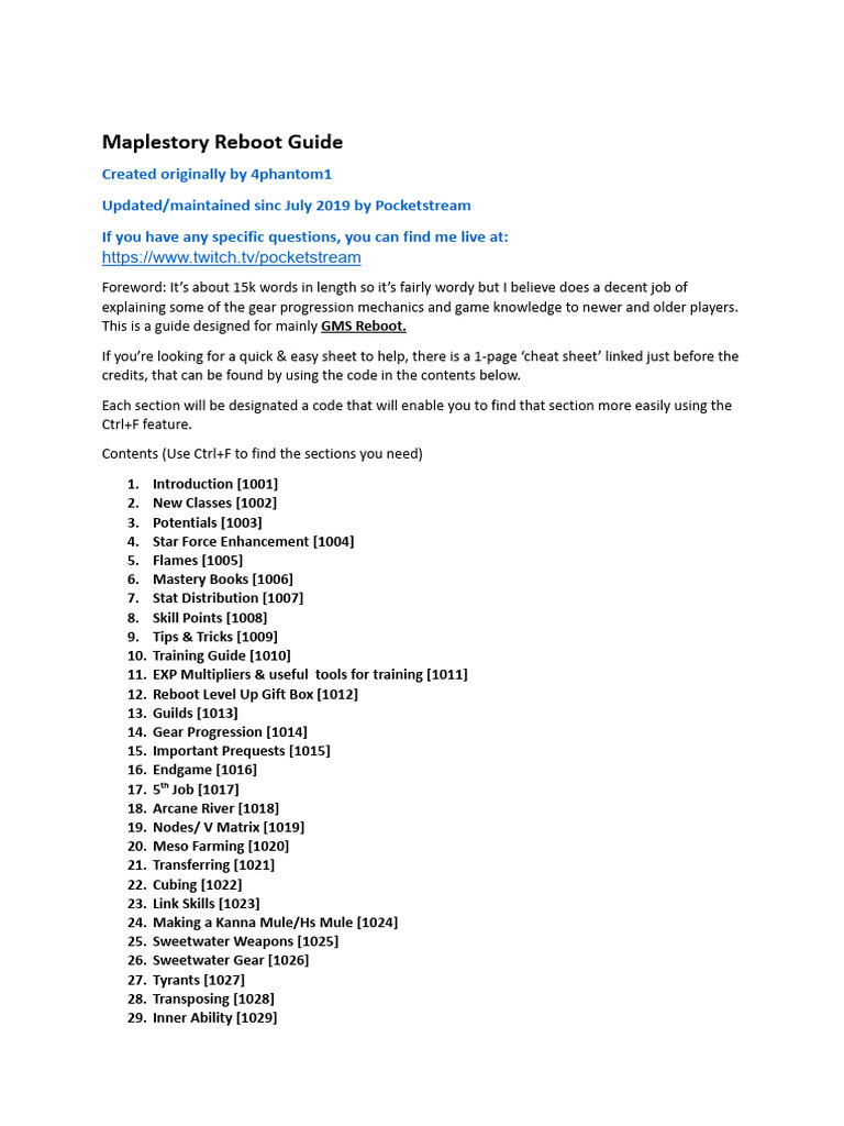 Maplestory Reboot Guide | PDF