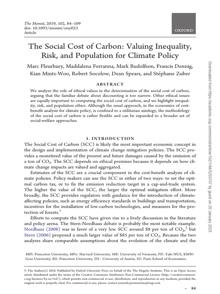 Social Cost of Carbon and Ethical Values | PDF | Economic Inequality ...