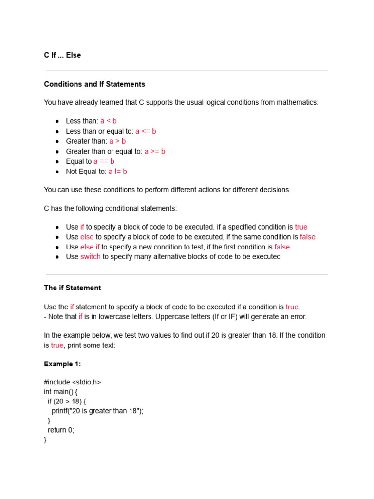 C If and Else | PDF