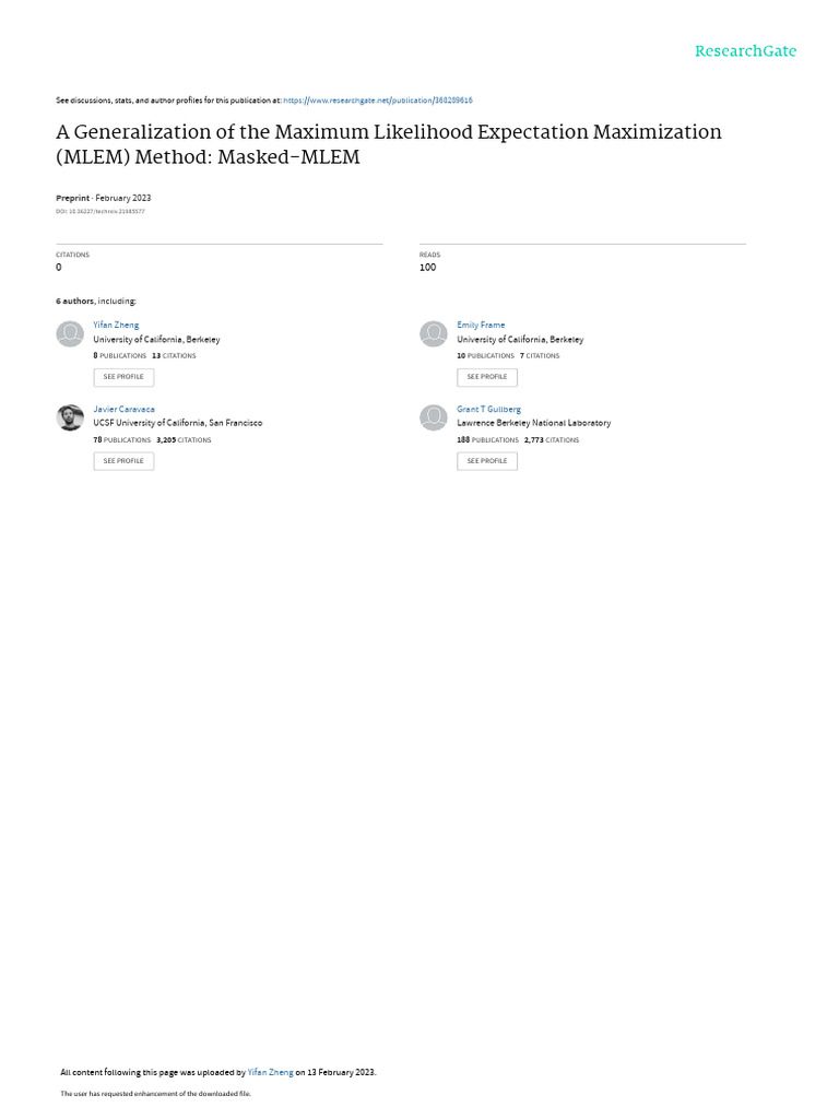 A Generalization of The Maximum Likelihood Expecta | PDF | Mathematical ...