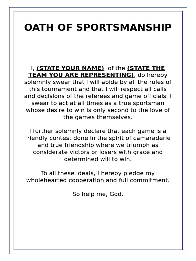 Oath of Sportsmanship Pledge | PDF