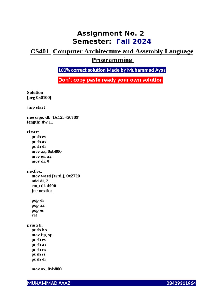 cs401 100%correct Assignmentsolution Fall2024 | PDF