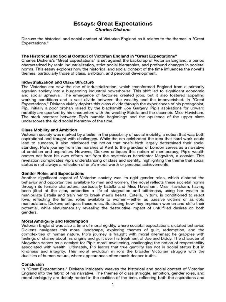 Essays- Great Expectations | PDF | Great Expectations | Estella (Great Expectations)