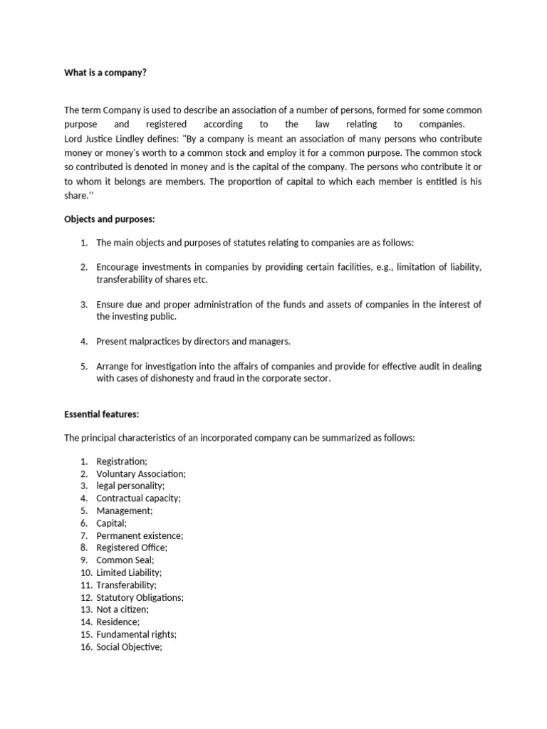 Understanding Company Structure and Purpose | PDF | Companies | Legal ...