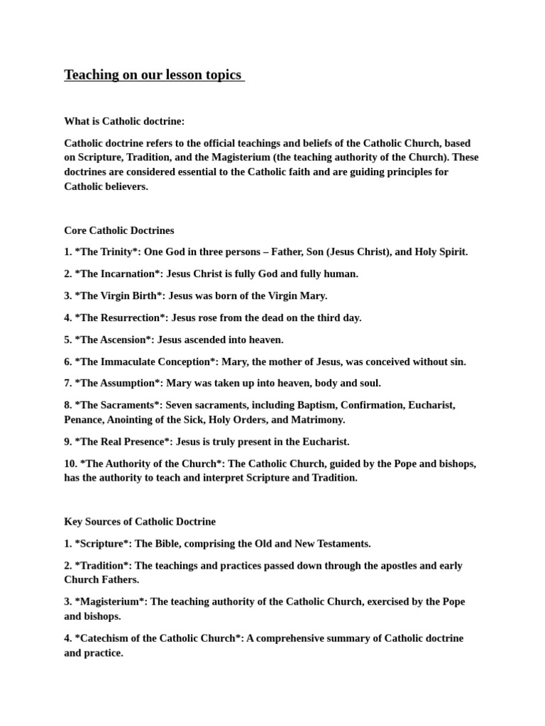 Introduction To Catholic Doctrine | PDF | Catholic Church | Trinity