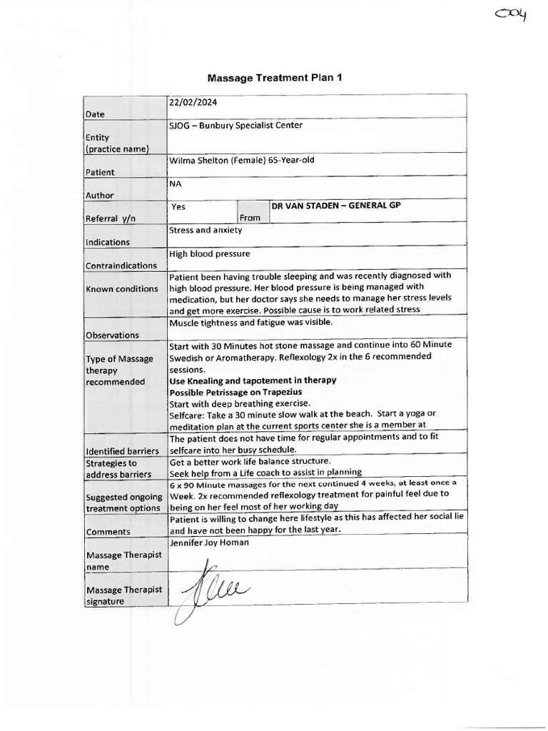 Treatment Plan 004 | PDF
