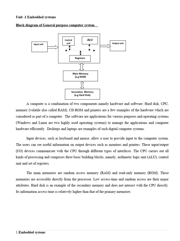 Embedded System_Unit 1 | PDF | Random Access Memory | Central Processing Unit