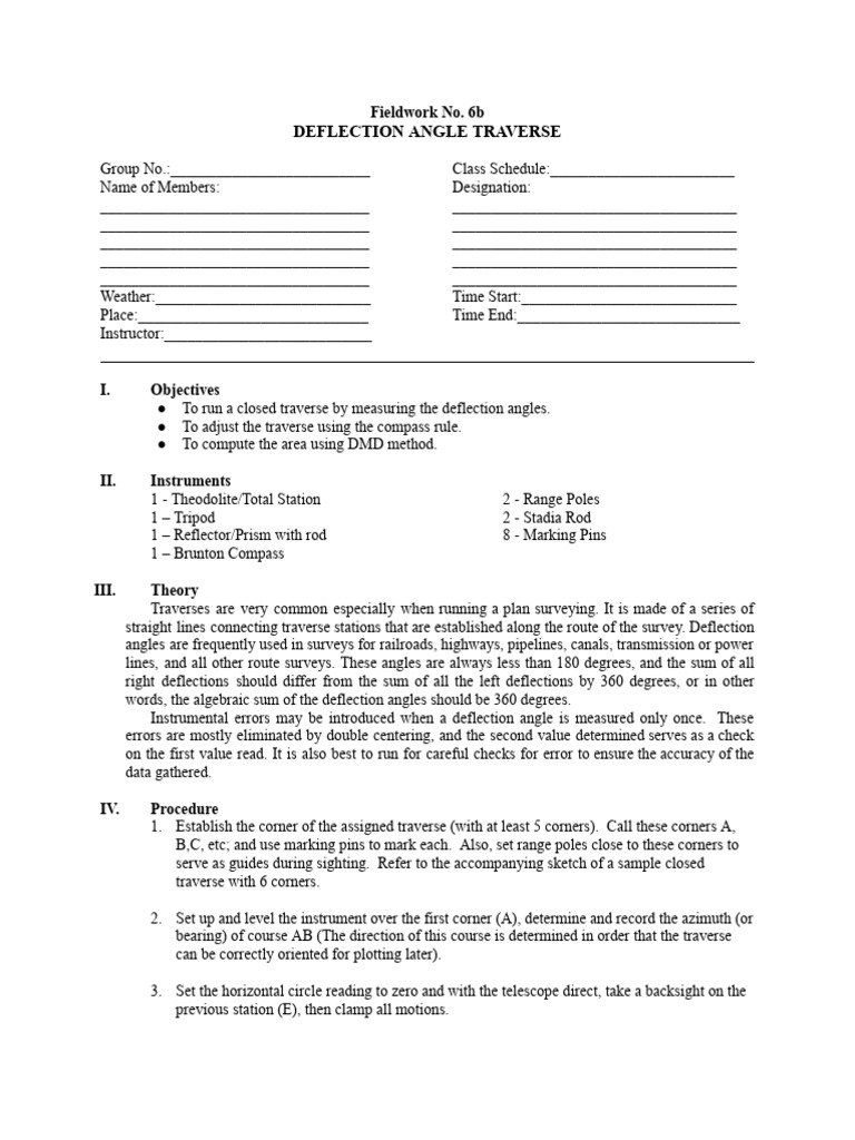 FW 6b Deflection Angle Traverse | PDF